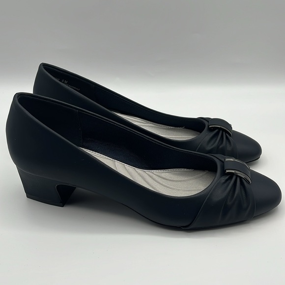 easy street | Shoes | Easy Street Womens Navy Eloise Block Heel Pumps ...